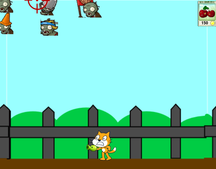 Cat大战僵尸(射击游戏）-我叫LZC-侯老师编程网站(codinghou.cn) - Scratch编程教程与创作社区