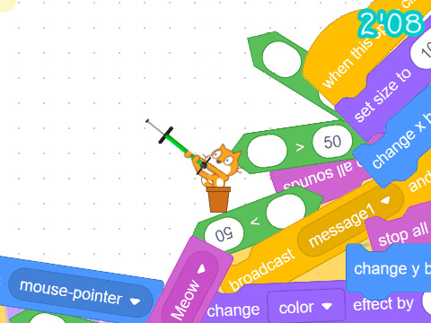 弹跳掘地求生-gcyn-侯老师编程网站(codinghou.cn) - Scratch编程教程与创作社区