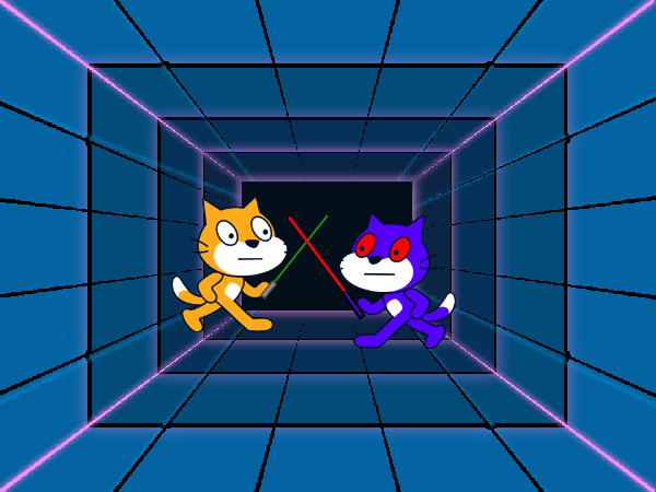 小猫之星球大战双人版 我是阿何红缨编程团长 侯老师编程网站codinghoucn Scratch编程教程与创作社区